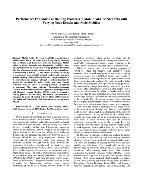 Pdf Performance Evaluation Of Routing Protocols In Mobile Ad Hoc