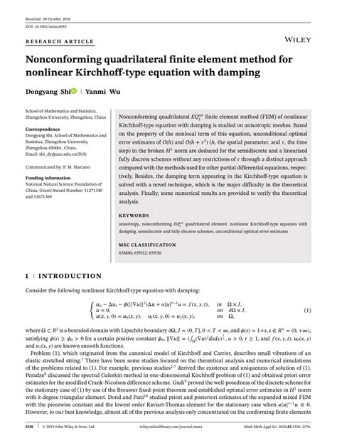 Nonconforming Quadrilateral Finite Element Method For Nonlinear Kirchhoff‐type Equation With