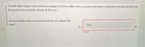 Solved A A Small Object Begins A Free Fall From A Height Of