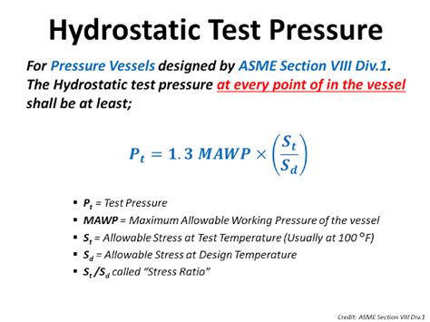 Test Pressure Vs Mawp Asme Viii Amarine