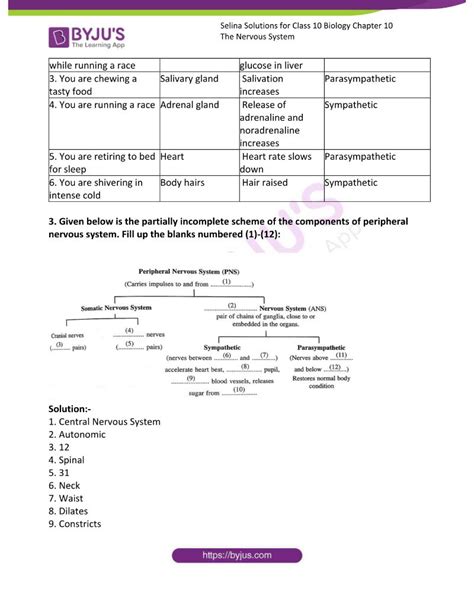 Selina Solutions Concise Biology Class Chapter The Nervous System Get Free PDF