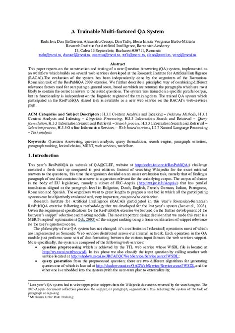 Pdf A Trainable Multi Factored Qa System