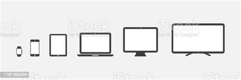 장치 아이콘 스마트 워치 스마트 폰 태블릿 노트북 데스크톱 컴퓨터 및 Tv 벡터 일러스트레이션 플랫 디자인 Hd 포맷에 대한 스톡 벡터 아트 및 기타 이미지 Istock