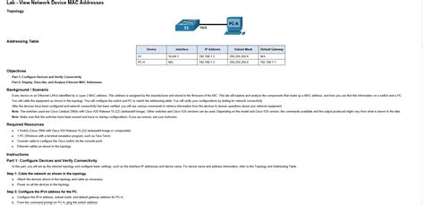 Solved Lab View Network Device Mac Addresses T Solutioninn