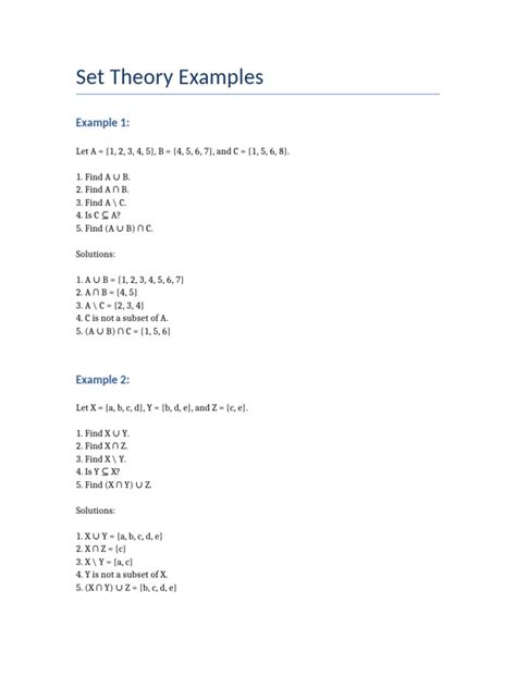 Set Theory Examples Pdf