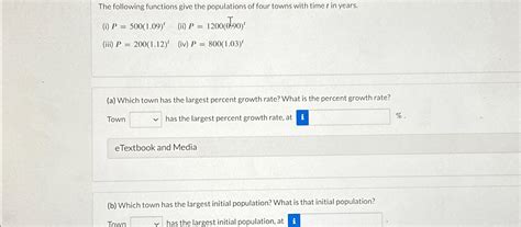 Solved The Following Functions Give The Populations Of Four