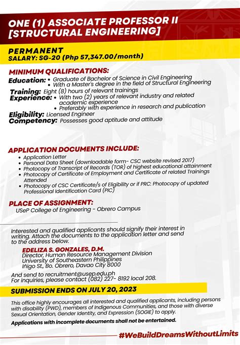 Usep Job Hiring Usep Is In Need Of Eight 8 Teaching Personnel For Obrero Campus University