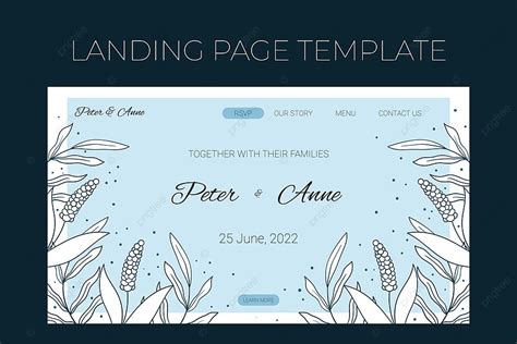손으로 그린 낙서 스타일의 꽃 결혼식 방문 페이지 템플릿 템플릿 Psd 다운로드 디자인 자료 다운로드