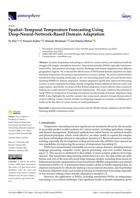 Pdf Spatialtemporal Temperature Forecasting Using Deep Neural Network Based Domain Adaptation