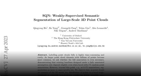 Paper Page Sqn Weakly Supervised Semantic Segmentation Of Large Scale 3d Point Clouds