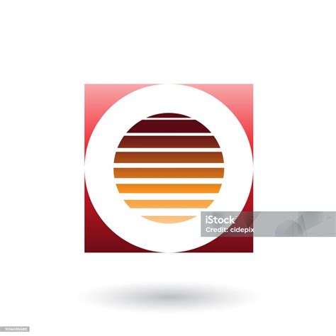 문자 O 벡터 일러스트 레이 션에 대 한 사각형 빨강과 주황색 아이콘 스트라이프 0명에 대한 스톡 벡터 아트 및 기타 이미지 0명 대문자 디자인 Istock