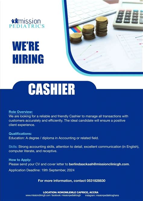 Godfred Narteh On Linkedin Mission Pediatrics Is Hiring The Following Cashier Administrative