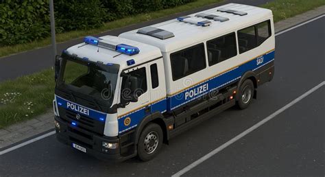 German Police Transport Bus A Realistic Digital Rendering Stock Image