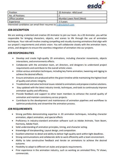 Esda Infotech On Linkedin Esdainfotech Hiring 2dartist 2danimator Applynow
