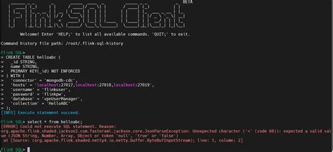 [bug] flink cdc读取mongodb数据， 使用sql client 报json解析异常flink shaded jackson2