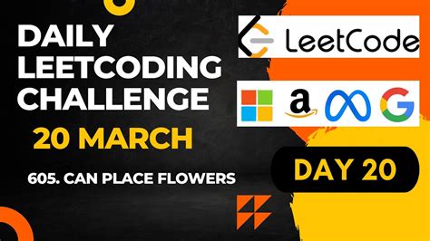 Daily Leetcode Challenge Day 20 Can Place Flowers Youtube