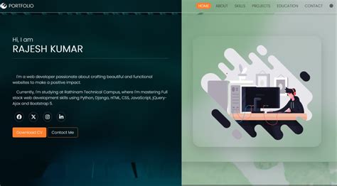 my personal portfolio using html css bootstrap and javascript rajesh kumar posted on the