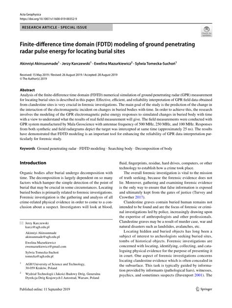 Pdf Finite Difference Time Domain Fdtd Modeling Of Ground Penetrating Radar Pulse Energy For