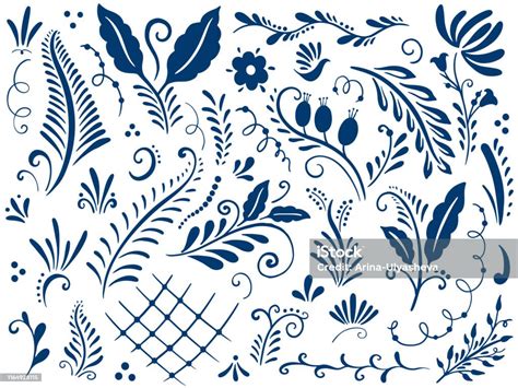 민속 모티프 Gzhel 장식 전통적인 러시아어 장식 그림입니다 흰색과 파란색 0명에 대한 스톡 벡터 아트 및 기타 이미지 0명 개체 그룹 꽃 나무 Istock