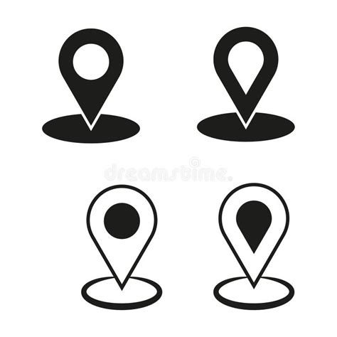 Location Icon Set Pin Marker Symbol Black Outline Vector Navigation Graphic Shape Stock
