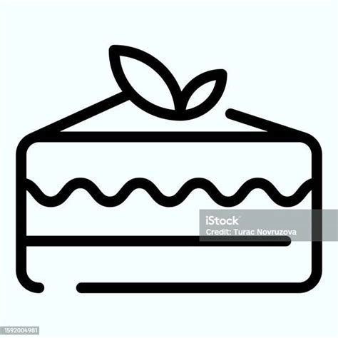 케이크 라인 아이콘의 조각입니다 생일 케이크 벡터 그림의 한 조각은 흰색으로 분리되어 있습니다 파이 슬라이스 개요 스타일 및