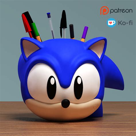 Classic Sonic The Hedgehog Pen Holder 3d Model By Cheesebread 3d