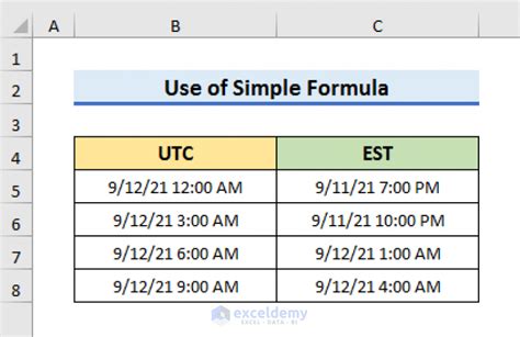 How To Convert Utc To Est In Excel 3 Easy Ways Exceldemy