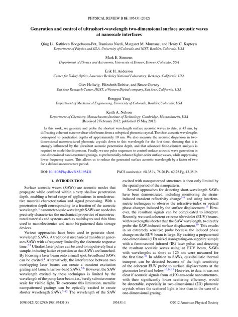 Generation And Control Of Ultrashort Wavelength Two Dimensional Surface