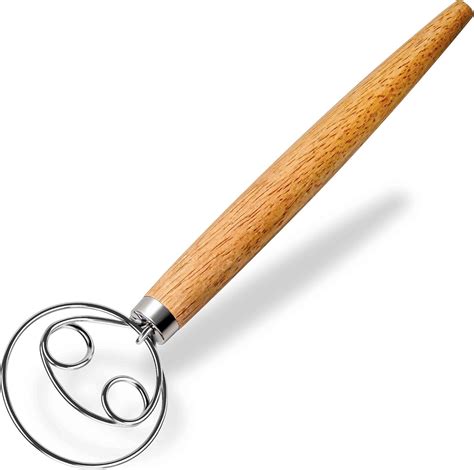 Danish Dough Whisk Wooden Danish Dough Mixer With Stainless Steel Dough Hook Original Dutch
