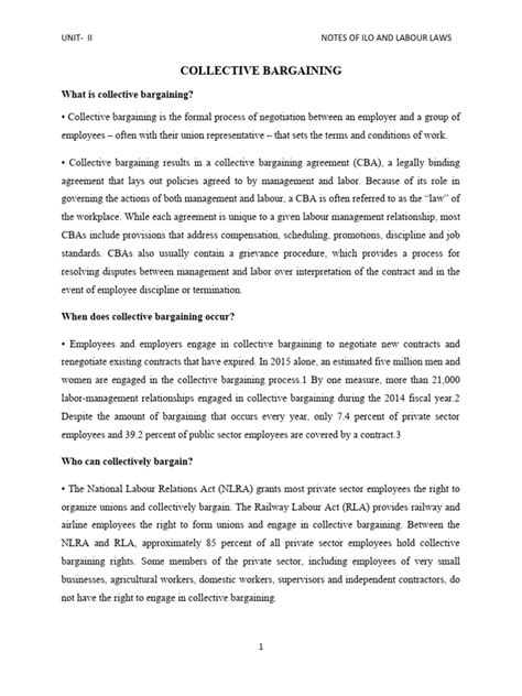 ilo notes unit ii pdf collective bargaining international labour organization