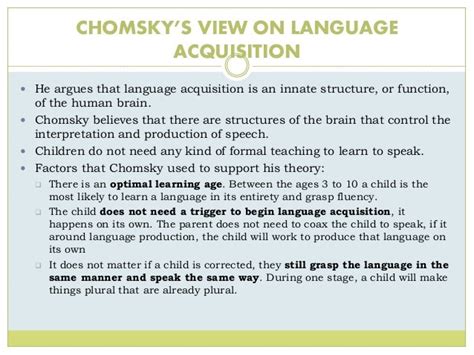 chomsky s and skinner s theory of language acquisition