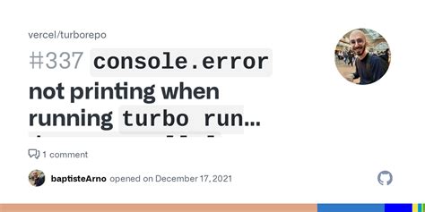 `console Error` Not Printing When Running `turbo Run Dev Parallel` · Issue 337 · Vercel