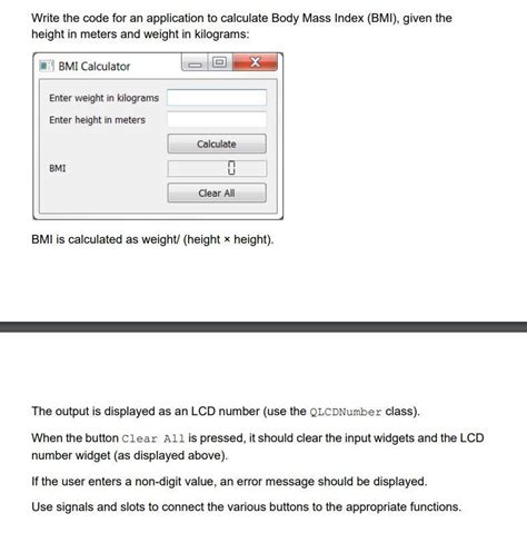 Solved Write The Code For An Application To Calculate Body Chegg