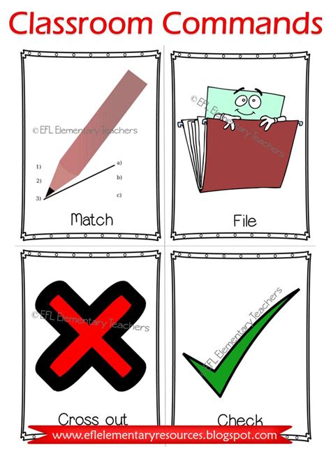Classroom Commands Flashcards Classroom Commands Flashcards