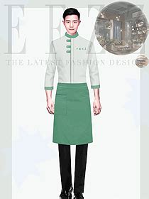 中式餐厅茶楼火锅店民宿烧烤男款定制服务员制服设计图 原创制服设计职业装设计
