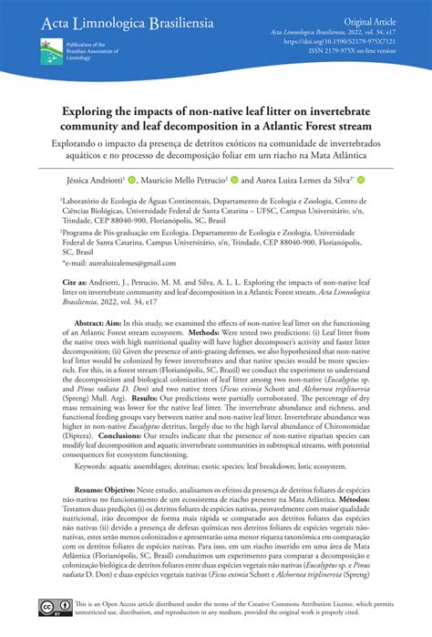 Pdf Exploring The Impacts Of Non Native Leaf Litter On Invertebrate Community And Leaf