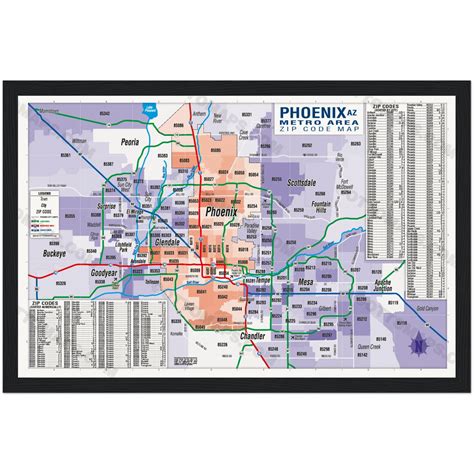 Phoenix Metro Area Zip Code Map Cities Colored Poster Prints Otto