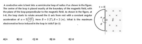 solved a conductive wire is bent into a semicircular loop of