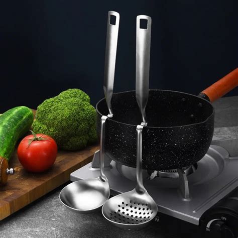 Badu Bg Гореща тенджера от неръждаема стомана Лъжица за супа Кухненски черпаци Ramen Супени