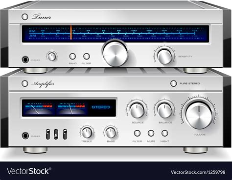 Analog Music Stereo Audio Amplifier And Tuner Vector Image