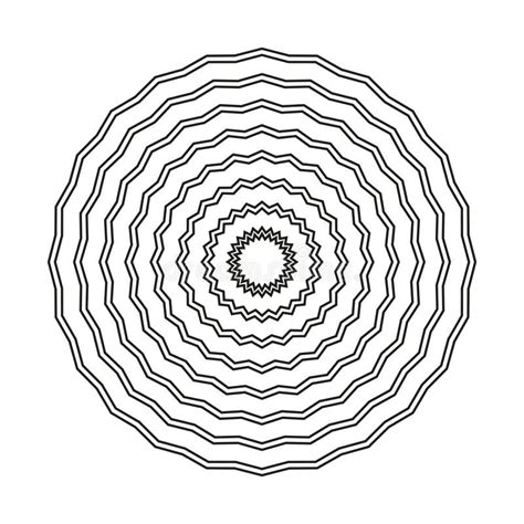Abstract Geometric Pattern Circular Zigzag Lines Black And White Design Vector Illustration