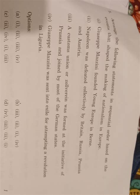 Arrange The Following Statements In Sequential Order Based On The Events