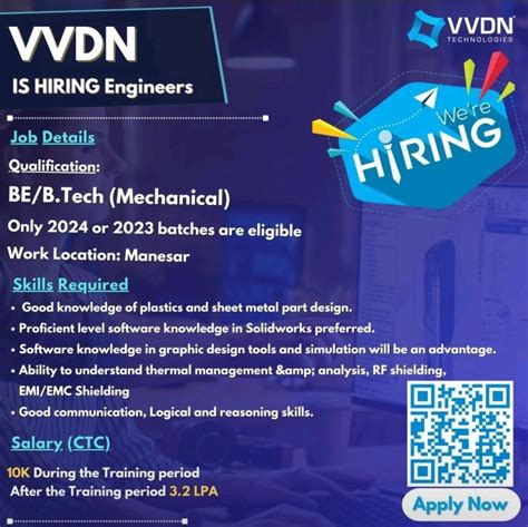 Mrsandeep Bhardwaj On Linkedin Hiringalert Be Mechnical Jobopportunity Vvdntechnologies