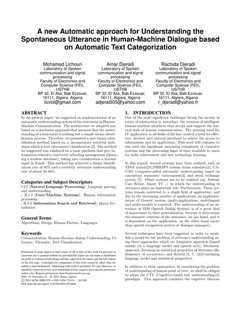 Pdf A New Automatic Approach For Understanding The Spontaneous Utterance In Human Machine