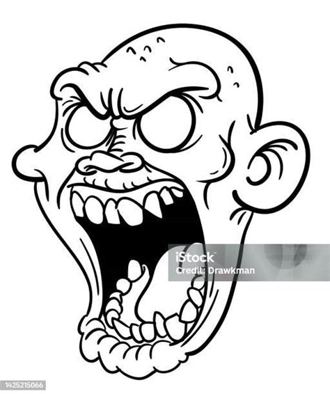 무서운 얼굴 표정으로 만화 재미있는 녹색 좀비 캐릭터 디자인 흰색에 고립 된 할로윈 벡터 일러스트레이션 파티 포스터 또는 패키지