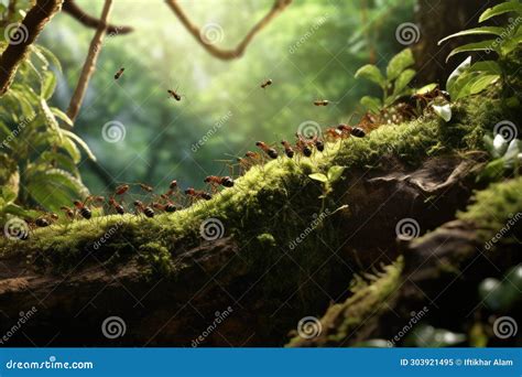 Ants In Their Nest Anthill In Section Under Ground Termite Nests With