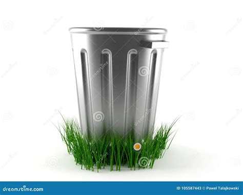 Trash Can With Grass Stock Illustration Illustration Of Isolated