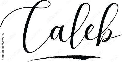 Caleb Male Name Cursive Calligraphy On White Background Stock Vector Adobe Stock