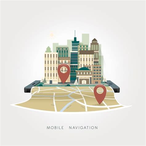 Premium Vector Mobile Navigation Apps Concept In Flat Design