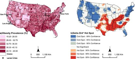 A Spatial Distribution Of Obesity Prevalence B Geographical Clusters Download Scientific